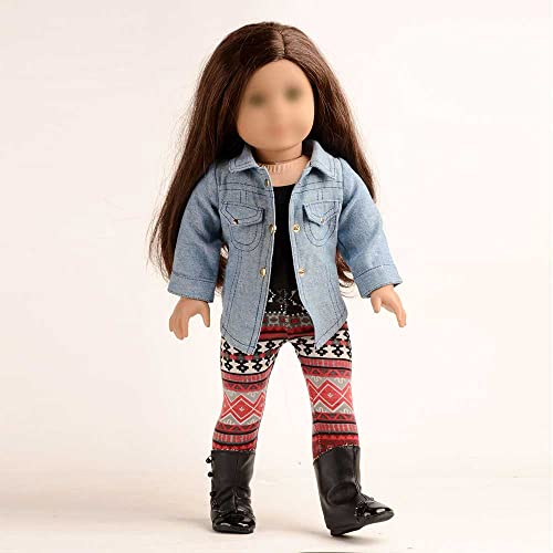 Sweet Dolly 4PC Doll Clothes Denim Jacket Tank Top Leggings Shoes for American 18 inch Doll