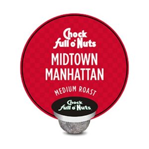 Chock Full o’Nuts Midtown Manhattan Roast, Medium Roast K-Cups – Compatible with Keurig Pods K-Cup Brewers (1 Pack of 18 Single-Serve Cups)