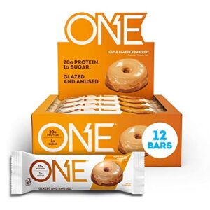 one protein bars, maple glazed doughnut, gluten-free protein bar with 20g protein and only 1g sugar, snacking for high protein diets, 2.12 ounce (12 pack)