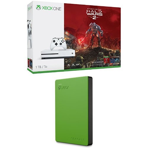 Xbox One S 1TB Console - Halo Wars 2 Bundle + Seagate 2TB Green Game Drive for Xbox