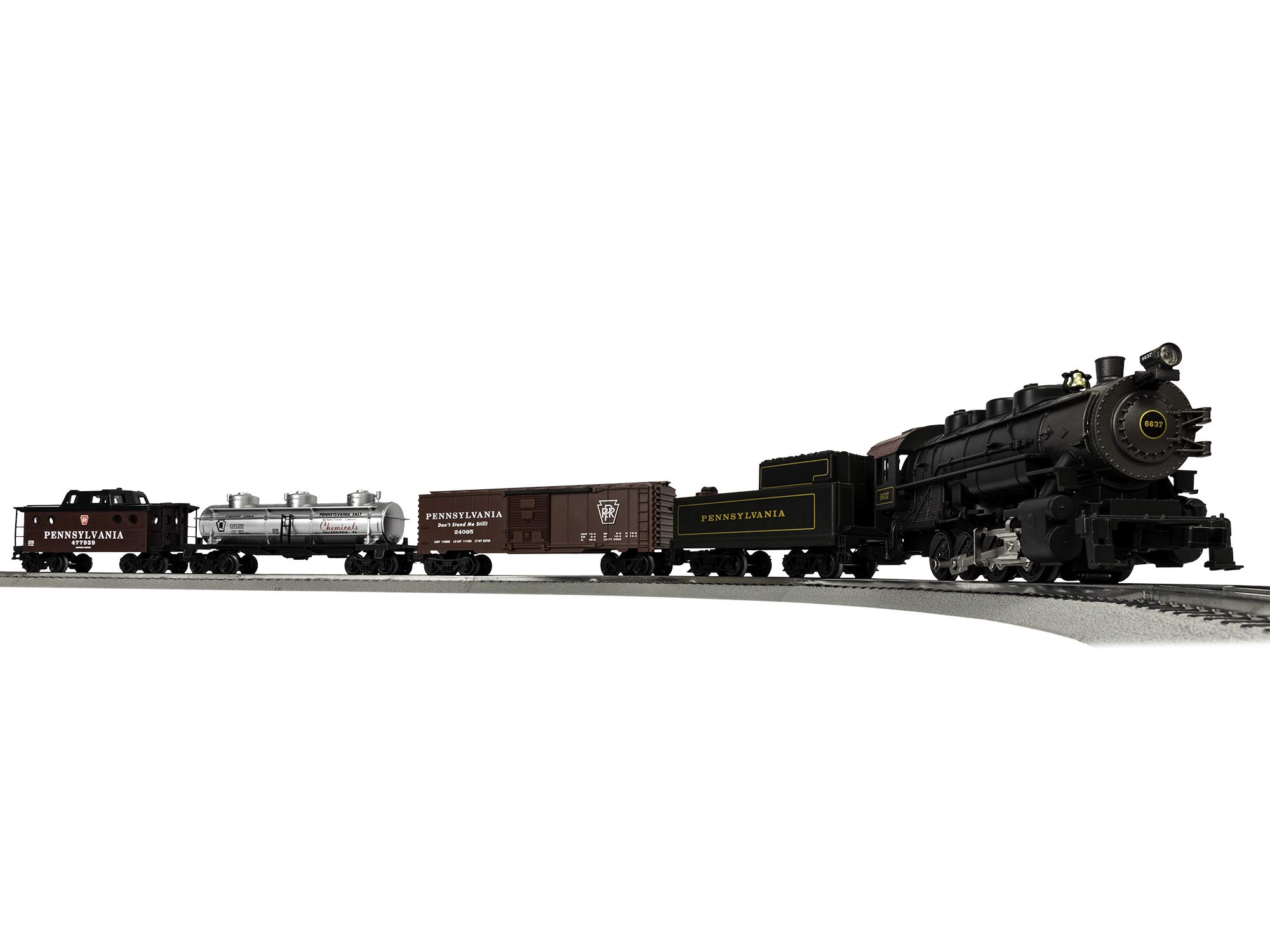 Lionel Pennsylvania Flyer LionChief 0-8-0 Freight Set with Bluetooth Capability, Electric O Gauge Model Train Set with Remote