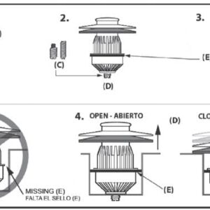 Toe Touch (Tip Toe, Foot Actuated) Bath Tub/Bathtub Drain Stopper Includes 3/8" and 5/16" Fittings