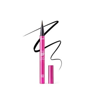 joah line up liquid eyeliner with precision felt tip, waterproof, long lasting, smudge proof eye liner, black