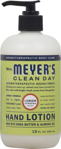 Mrs. Meyer's Clean Day Hand Lotion, Long-Lasting, Non-Greasy Moisturizer, Cruelty Free Formula, Lemon Verbena Scent, 12 oz