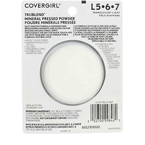 COVERGIRL truBlend Pressed Blendable Powder, Translucent Light, 0.39 Ounce (packaging may vary)