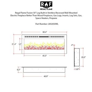 Regal Flame Fusion 50Ó Log Built-in Ventless Recessed Wall Mounted Electric Fireplace Better Than Wood Fireplaces, Gas Logs, Inserts, Log Sets, Gas, Space Heaters, Propane