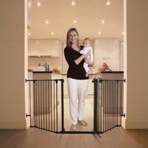 Dreambaby Newport Adapta Baby Gate - Use at Top or Bottom of Stairs - for Straight, Angled or Irregular Shaped Openings (Black)