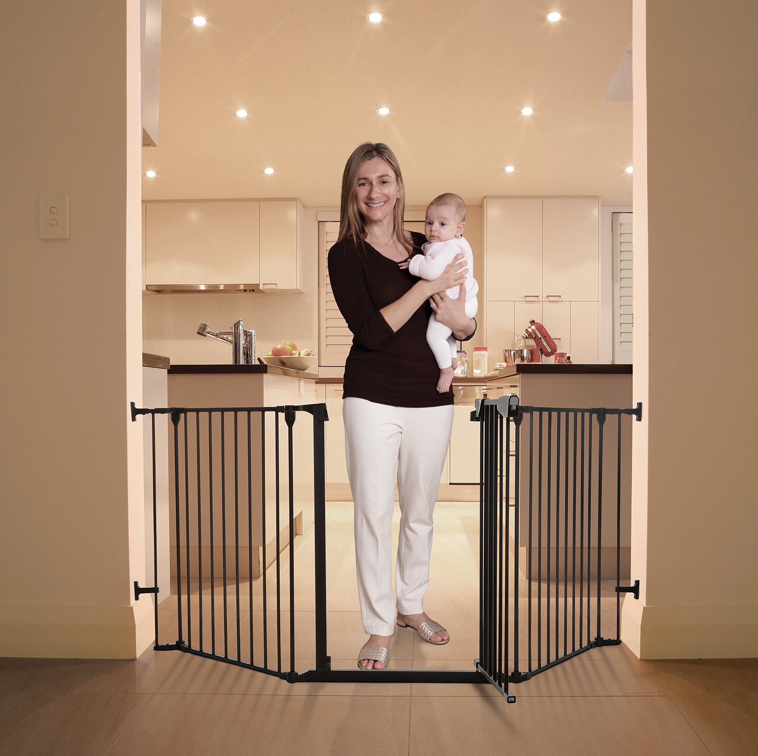 Dreambaby Newport Adapta Baby Gate - Use at Top or Bottom of Stairs - for Straight, Angled or Irregular Shaped Openings (Black)