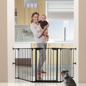 Dreambaby Newport Adapta Baby Gate - Use at Top or Bottom of Stairs - for Straight, Angled or Irregular Shaped Openings (Black)