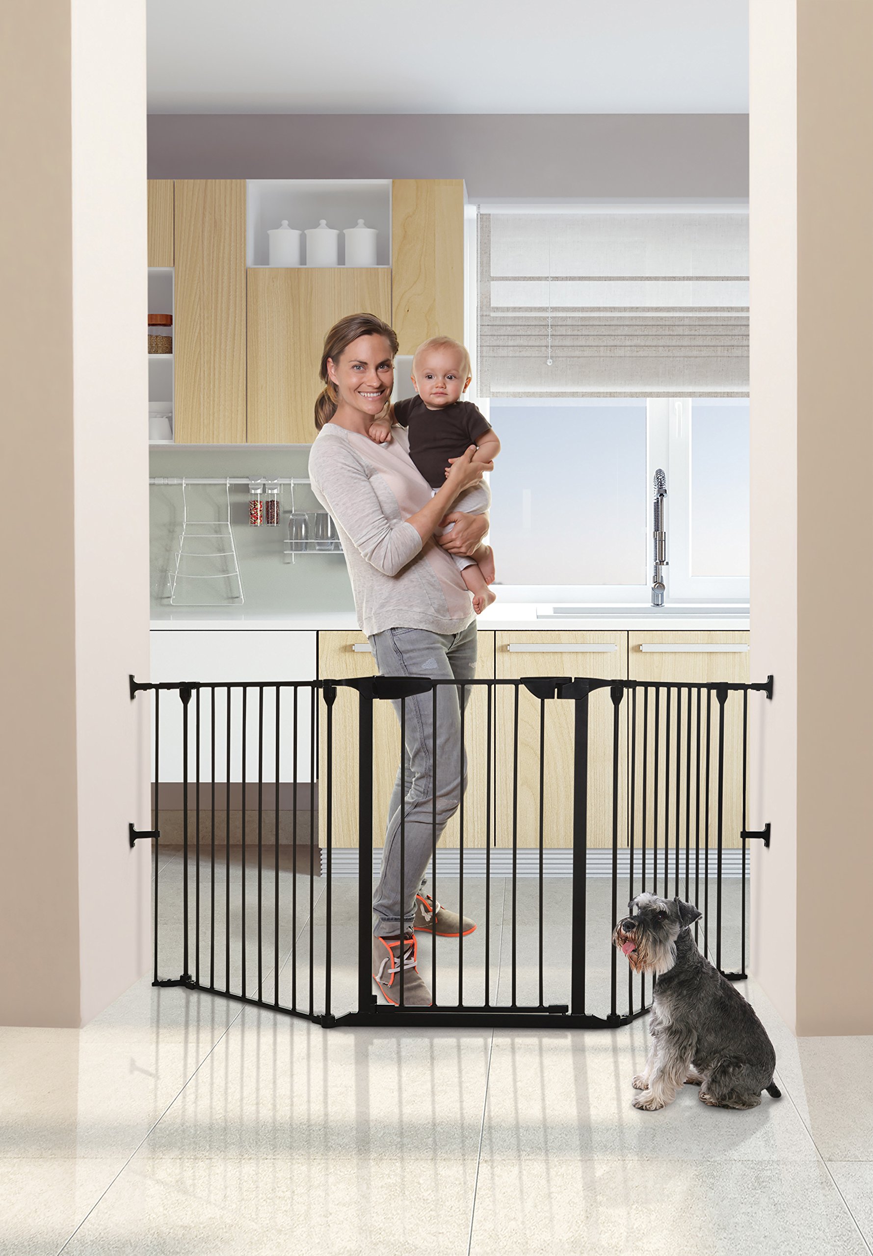 Dreambaby Newport Adapta Baby Gate - Use at Top or Bottom of Stairs - for Straight, Angled or Irregular Shaped Openings (Black)