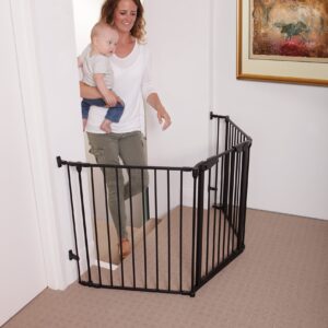 Dreambaby Newport Adapta Baby Gate - Use at Top or Bottom of Stairs - for Straight, Angled or Irregular Shaped Openings (Black)