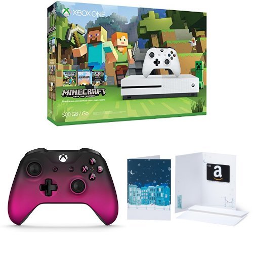 Xbox One S 500GB Console - Minecraft + Extra Controller + $50 Amazon Gift Card Bundle