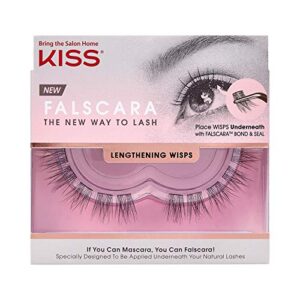 kiss falscara diy eyelash extension lengthening wisps - featherlight synthetic reusable artificial eyelashes pack of 10 mini lash clusters for that authentic eyelash extension look