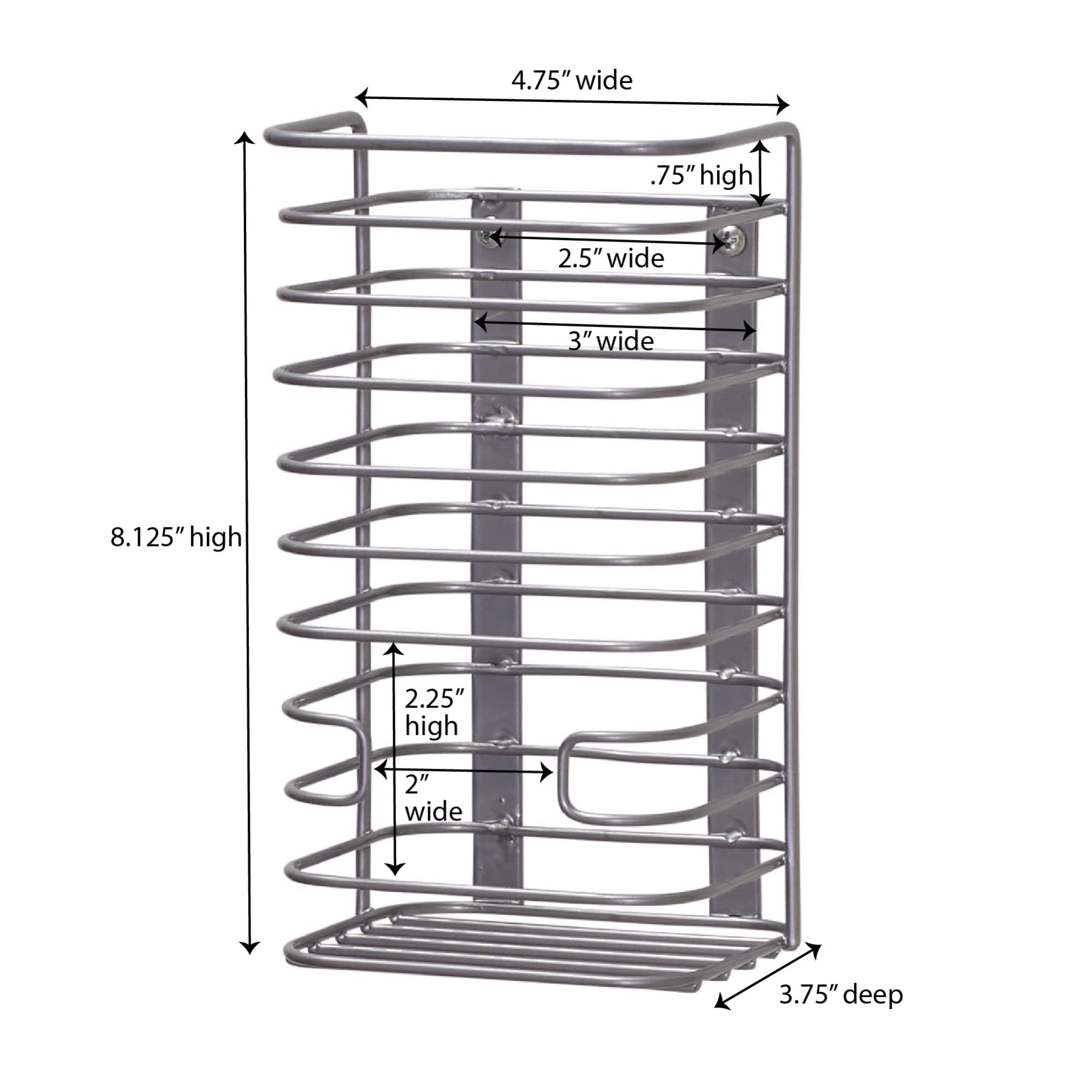 Household Essentials Cabinet Door Trash Bag Holder, Steel Frame, Satin Nickel Powder Coating, Perfect for Disposable Bags and Other Necessities, Easy Installation, Hardware Included