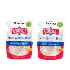 redmond real sea salt - natural unrefined gluten free kosher, 16 ounce pouch (2 pack)