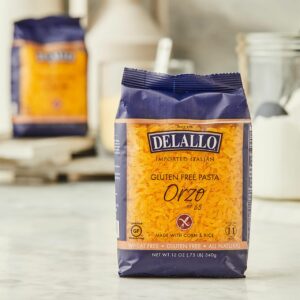 DeLallo Gluten Free Orzo Pasta, Made with Corn & Rice, Wheat Free, 12oz Bag, 2-Pack