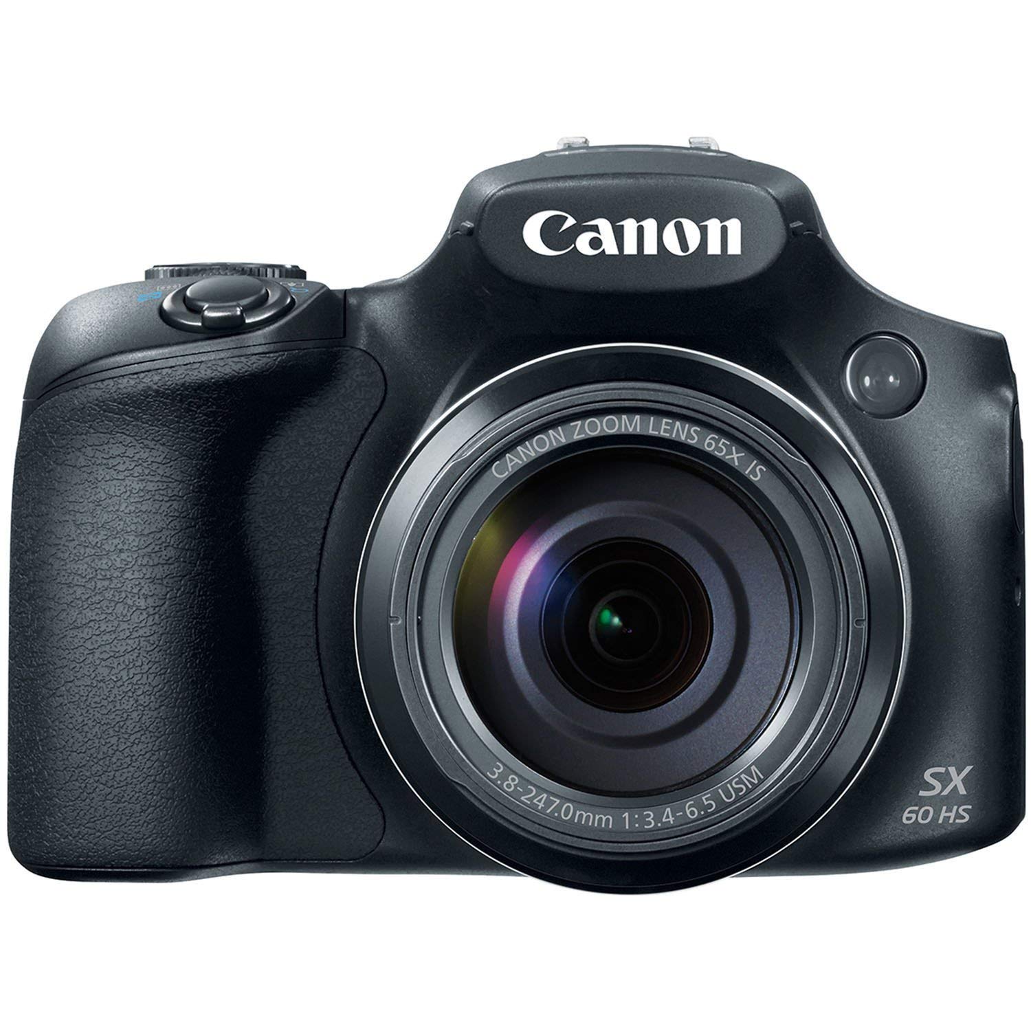 Canon Powershot SX60 16.1MP Digital Camera 65x Optical Zoom Lens 3-inch LCD Tilt Screen (Black) (Renewed)