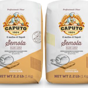 Antimo Caputo Semolina Flour 2.2 LB (Pack of 2) Bulk Italian Durum Semola Flour - All Natural Dough for Fresh Pasta