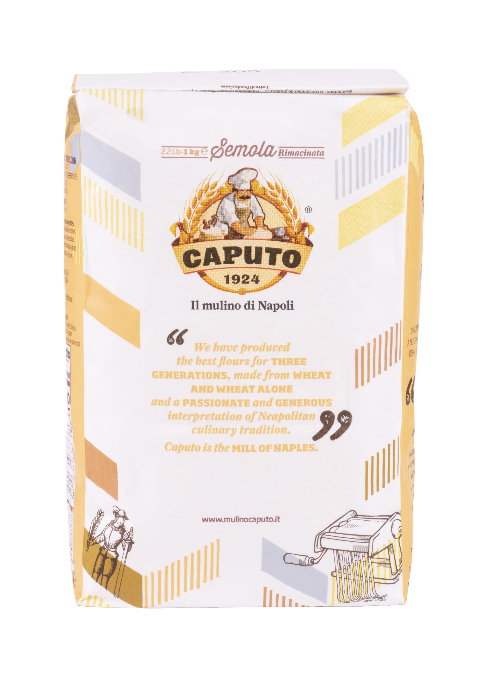 Antimo Caputo Semolina Flour 2.2 LB (Pack of 2) Bulk Italian Durum Semola Flour - All Natural Dough for Fresh Pasta