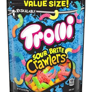 Trolli Sour Brite Crawlers Candy, Sour Gummy Worms, Springtime Easter Candy, 28.8 Ounce Resealable Bag