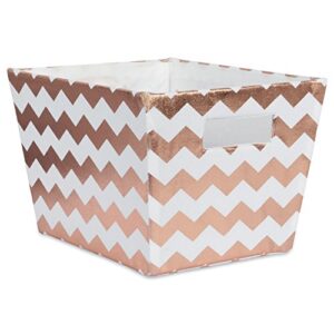 dii hardsided polyester trapezoid storage bin, chevron, copper, small