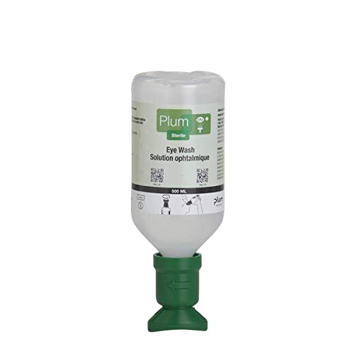 Plum Plus Rinse 45981-2 Sterile Saline Eyewash Solution Bottle 500 mL, 8.5" Height, 3" Wide, 3" Length, 16.9 fl. oz, Plastic (Pack of 2)