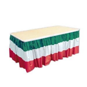 beistle red, white & green table skirting