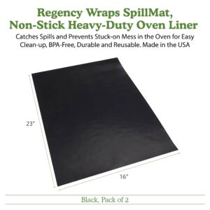 Regency Wraps SpillMat, Non-Stick Heavy-Duty Oven Liner Catches Spills and Prevents Stuck-on Mess in the Oven for Easy Clean-up, BPA-Free Kitchen-Friendly Cooking Accessory, 16"x23", Black, Pack of 2