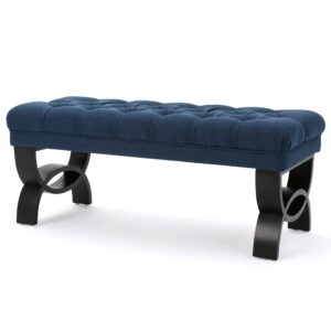 christopher knight home scarlett fabric ottoman bench, dark blue 17.25”d x 41.00”w x 16.75”h