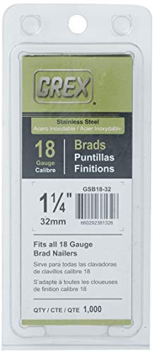 Grex GSB18-32 1-1/4 In. 18 Ga. Brad Nails, Stainless Steel 304, 1M