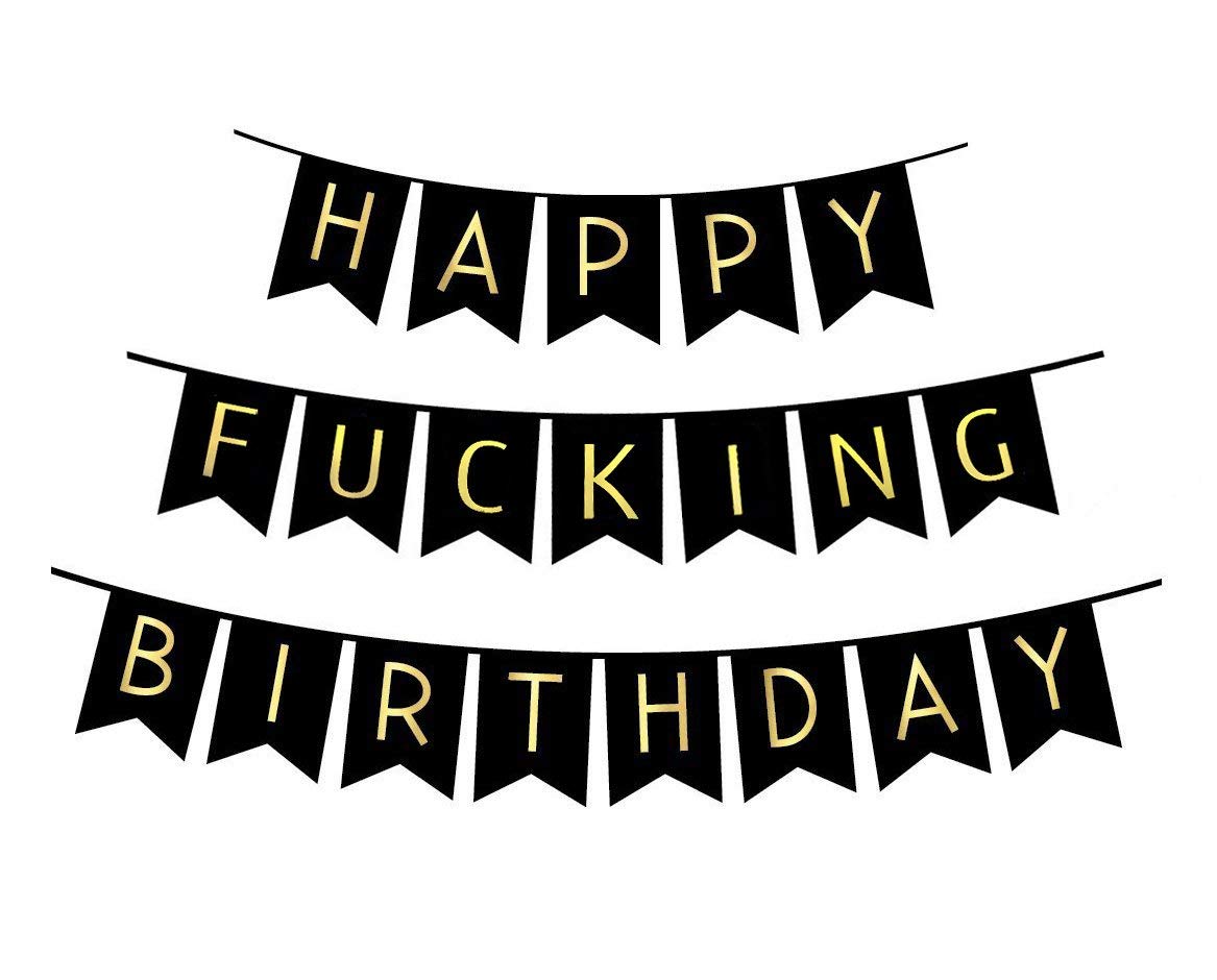 Fecedy Black Happy Fucking Birthday Bunting Banner