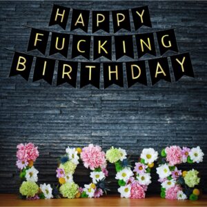 Fecedy Black Happy Fucking Birthday Bunting Banner