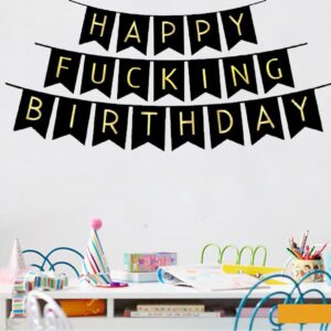 Fecedy Black Happy Fucking Birthday Bunting Banner