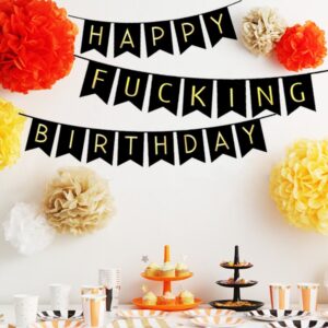 Fecedy Black Happy Fucking Birthday Bunting Banner