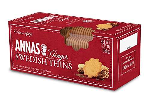 Annas Thins - Ginger Pepparkakor - 5.25 Ounce (Pack of 12) non GMO + Vegan