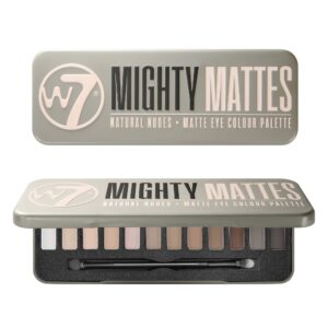 w7 mighty mattes eyeshadow - 12 matte nude colours – flawless & natural long-lasting makeup palette