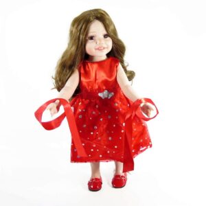 18 inch Girl Doll Clothes and Accessories - Beautiful Red Dress with Dots Outfit for 18 Inch Dolls