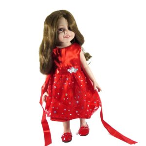 18 inch Girl Doll Clothes and Accessories - Beautiful Red Dress with Dots Outfit for 18 Inch Dolls