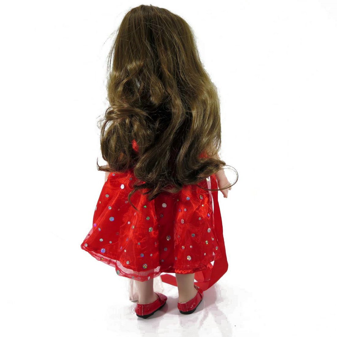 18 inch Girl Doll Clothes and Accessories - Beautiful Red Dress with Dots Outfit for 18 Inch Dolls