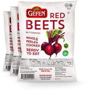 gefen red beets, whole, peeled, cooked & ready to eat, 1.1 lb (3 pack)