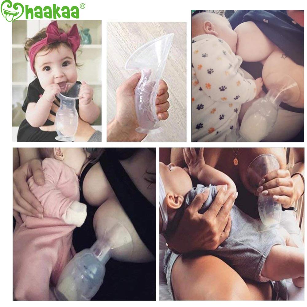 Haakaa 4oz/100ml Silicone Breast Pump with Suction Base 100% Food Grade Silicone BPA PVC and Phthalate Free