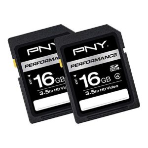 pny 16gb 2-pack performance class 4 sd card – (p-sdhc16g4x2-ge)