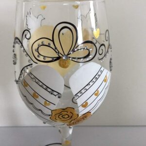 Enesco Designs by Lolita “Happy Couple” Hand-Painted Artisan Wine Glass, 15 oz, Multicolor