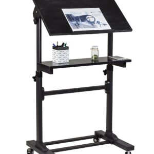 Mount-It! Mobile Stand Up Desk, Portable Podium and Presentation Lectern Height-Adjustable Multi-Purpose Standing Workstation,Black.