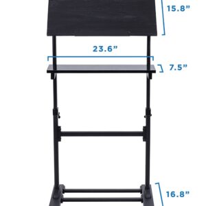 Mount-It! Mobile Stand Up Desk, Portable Podium and Presentation Lectern Height-Adjustable Multi-Purpose Standing Workstation,Black.