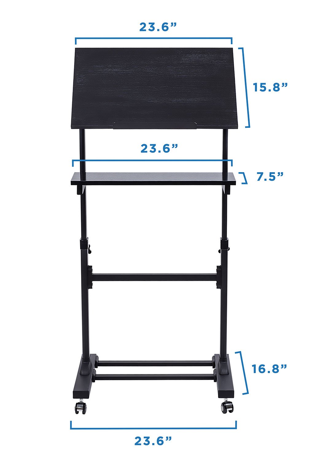 Mount-It! Mobile Stand Up Desk, Portable Podium and Presentation Lectern Height-Adjustable Multi-Purpose Standing Workstation,Black.