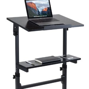 Mount-It! Mobile Stand Up Desk, Portable Podium and Presentation Lectern Height-Adjustable Multi-Purpose Standing Workstation,Black.