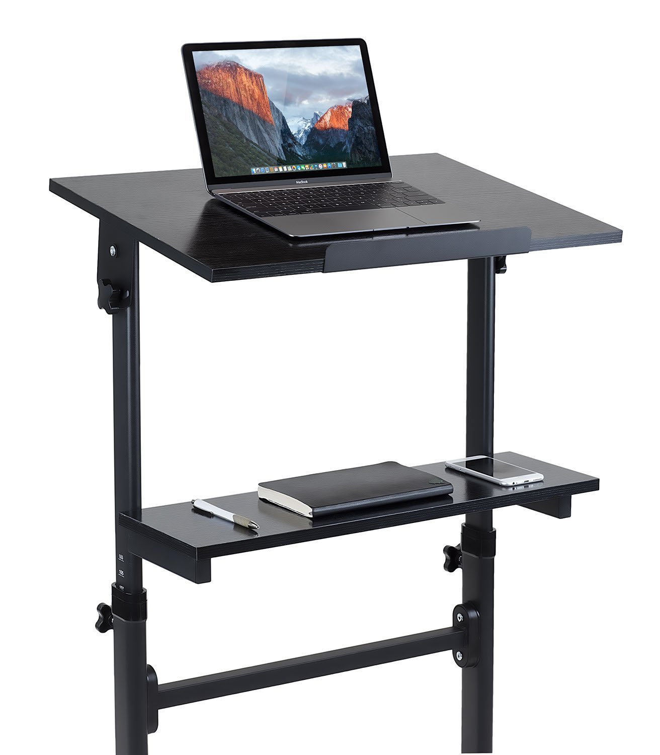 Mount-It! Mobile Stand Up Desk, Portable Podium and Presentation Lectern Height-Adjustable Multi-Purpose Standing Workstation,Black.