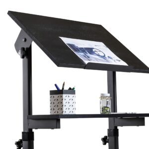 Mount-It! Mobile Stand Up Desk, Portable Podium and Presentation Lectern Height-Adjustable Multi-Purpose Standing Workstation,Black.