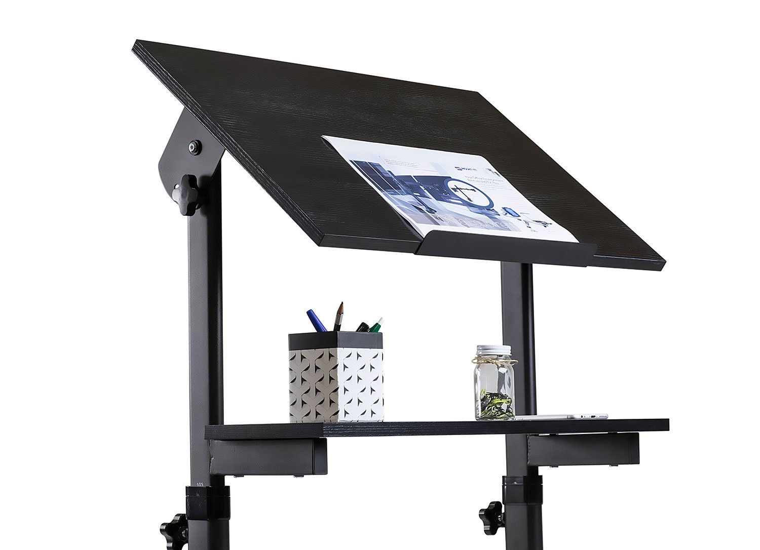 Mount-It! Mobile Stand Up Desk, Portable Podium and Presentation Lectern Height-Adjustable Multi-Purpose Standing Workstation,Black.